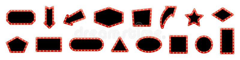 Retro Lightbox Template Set. Retro Signboard Icon Set. Vector ...