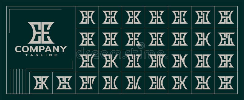 Retro Line Abstract Shape Initial Letter E EE Logo Set Stock Vector ... Retro Line Abstract Shape Initial Letter E EE Logo Set Stock Vector ...