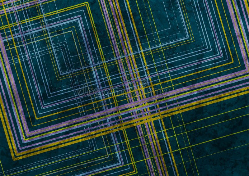 Retro Linear Squares Abstract Geometric Grunge Background Stock Vector ...