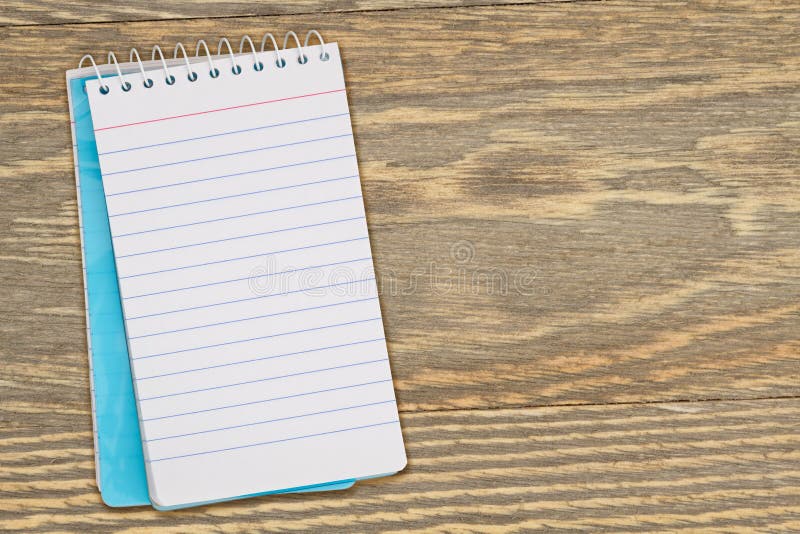 Retro Lined Paper Notepad on a Weathered Wood Desk Stock Photo - Image ...