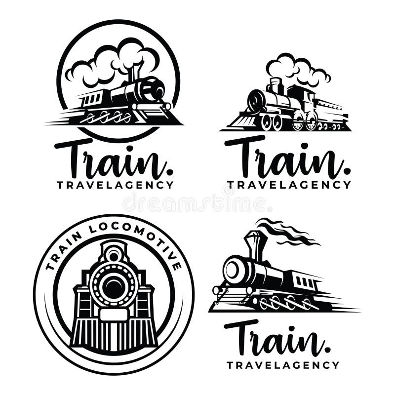 Retro Locomotive Logo Design Bundle Stock Vector - Illustration of ...