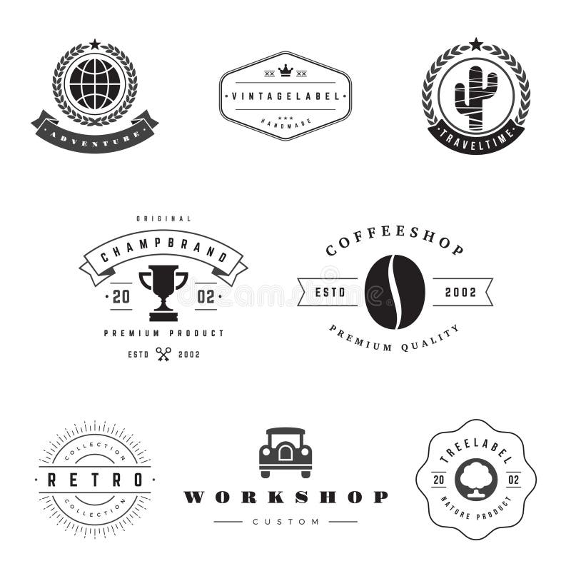 Retro logotypes vector set stock vector. Illustration of sign - 245051008