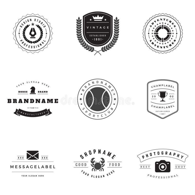 Retro Logotypes vector set stock vector. Illustration of logotype ...