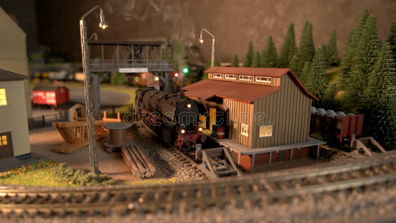 Retro Lokomotive Train in a Depot. Stock Photo - Image of electric ...