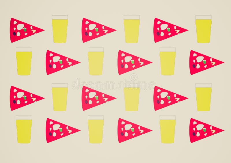 Retro look Beer and pizza stock illustration. Illustration of food ...