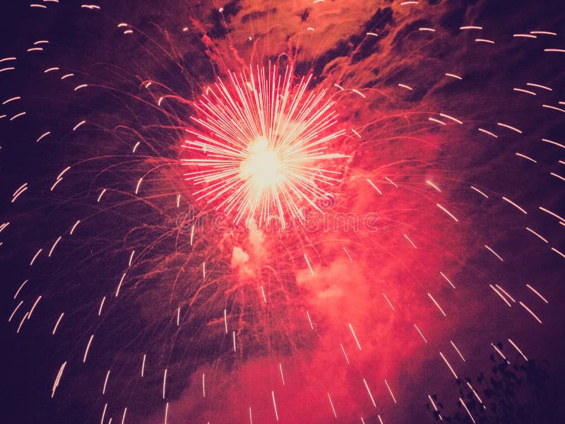 Retro look Fireworks stock image. Image of works, feux - 40621345