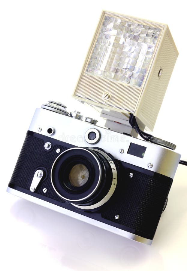 Flash Dello Studio E Retro Macchina Fotografica Fotografia Stock ...