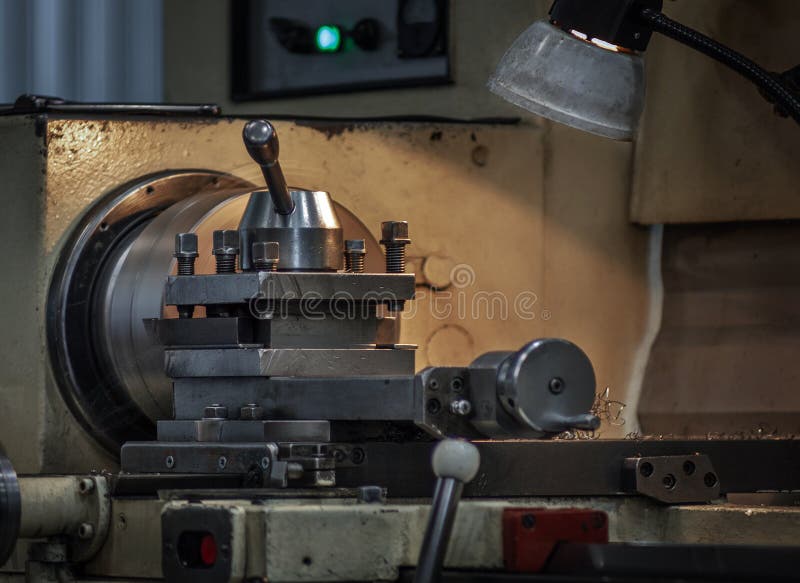 Retro Machine for Milling and Turning Parts. Workplace of a Turner ...