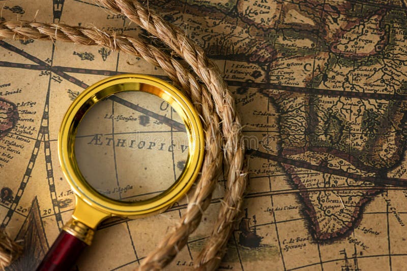 Retro Magnifier with Old Map Stock Image - Image of canvas, magnifying ...