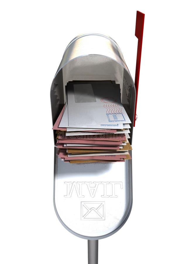 Retro Mail Box and White Envelope Stack Stock Photo - Image of ...