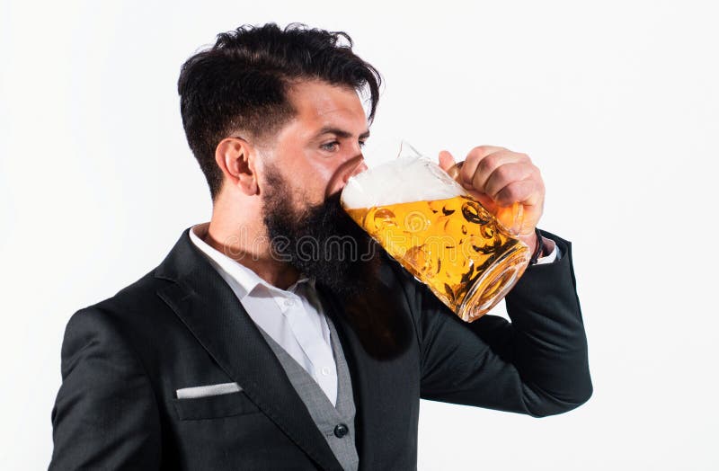 Retro Man with a Beer, Alcoholic Beverages. Guy Drinking Beer. Stock ...