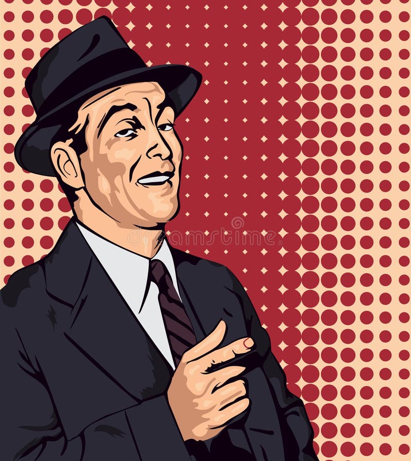 Retro Man Have Fun and Point the Finger, Vector Image Stock Vector ...