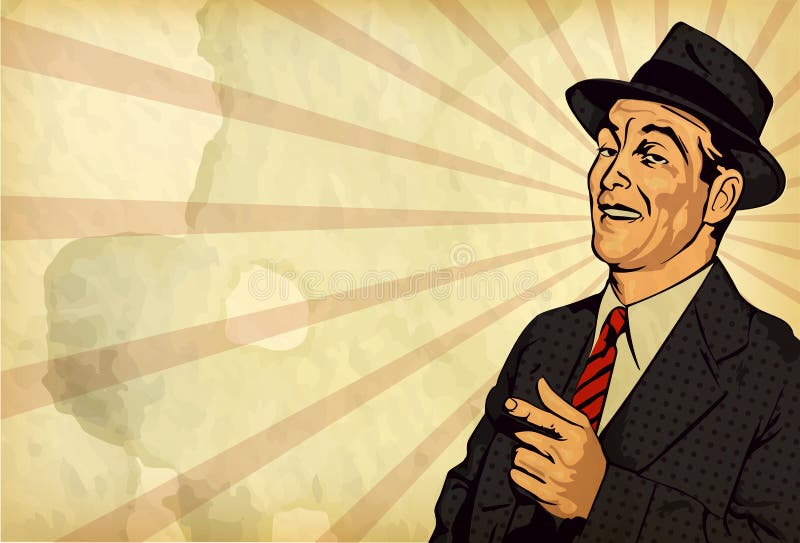 Retro Man Have Fun and Point the Finger, Vector Image Stock Vector ...