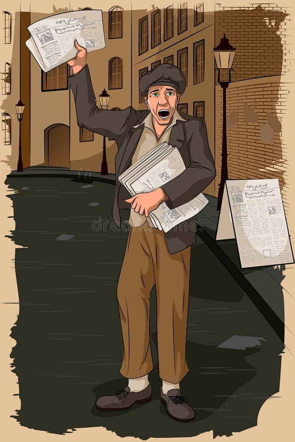 Newsboy Selling Newspaper Isolated Cartoon Stock Vector - Illustration ...