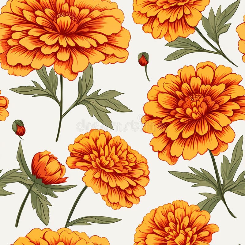 Chinese Marigold Pattern Stock Illustrations – 252 Chinese Marigold ...