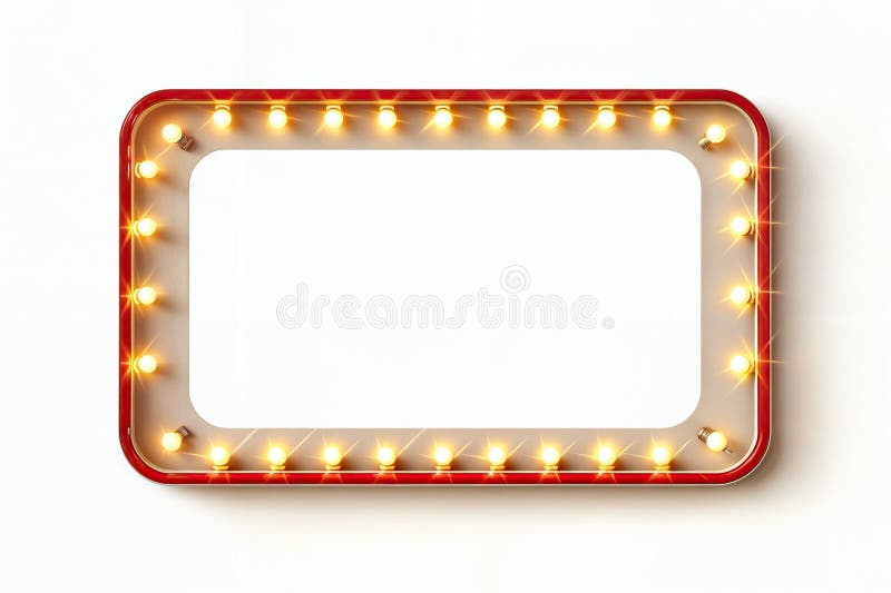 Retro Marquee Light Sign Frame with Empty White Background Stock ...