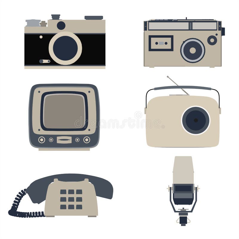 Retro Media Devices Set Vector Illustration. Stock Vector ...