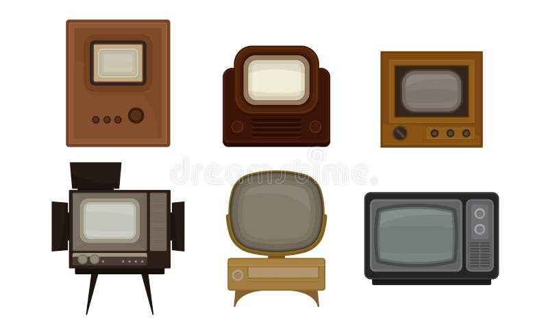 Retro Media Vector Set. Out of Date Broadcasting Technology Stock ...