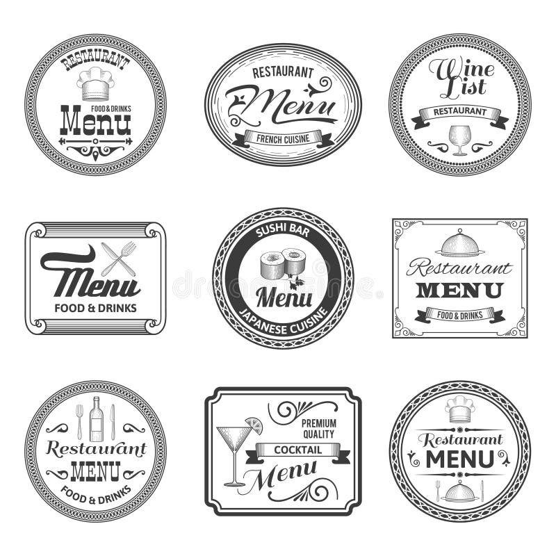 Retro Menu Labels stock vector. Illustration of retro - 49734868