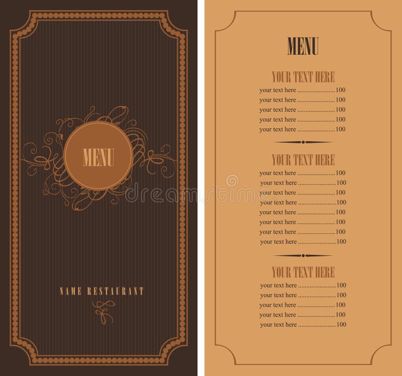 Vintage Frame Restaurant Menu Design Stock Vector - Illustration of ...