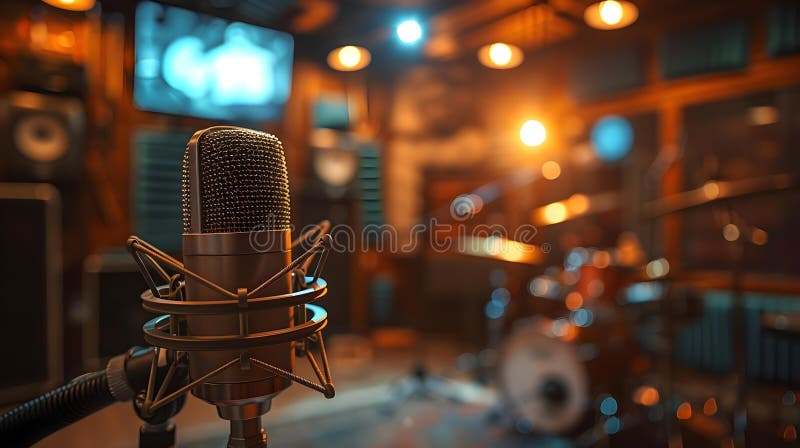 Retro Mic Ready for Studio Sound Magic. Concept Vintage Microphone ...