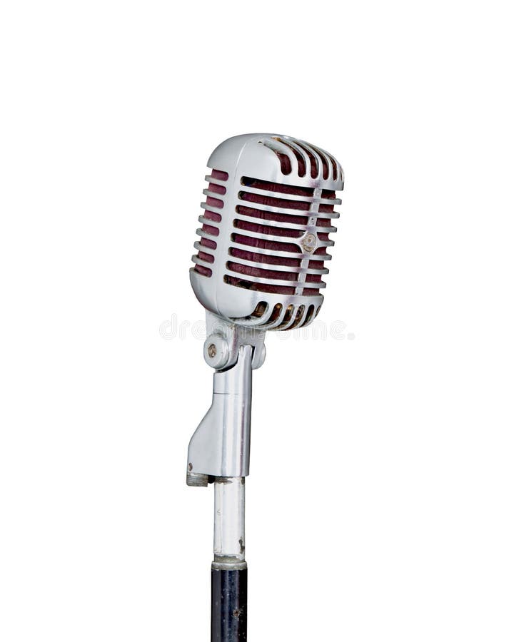 Vintage Microphone on White Stock Photo - Image of isolated, audience ...
