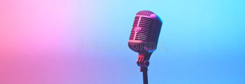 Retro Microphone Against Gradient Pastel Background Stock Illustration ...