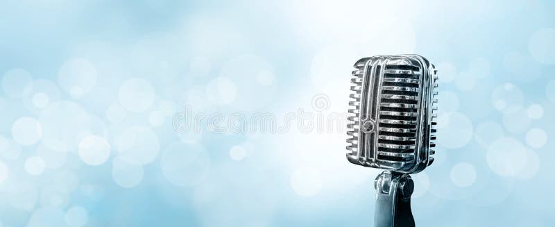 Retro Microphone on Background Stock Photo - Image of concert, gray ...