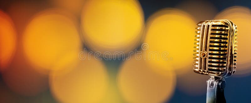 Retro Microphone on Background Stock Photo - Image of concert, gray ...