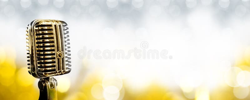 Retro Microphone on Background Stock Photo - Image of concert, gray ...