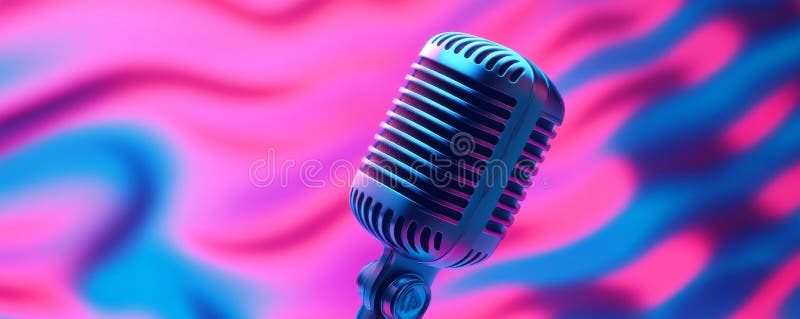 Retro Microphone with Colorful Abstract Background, Music and ...