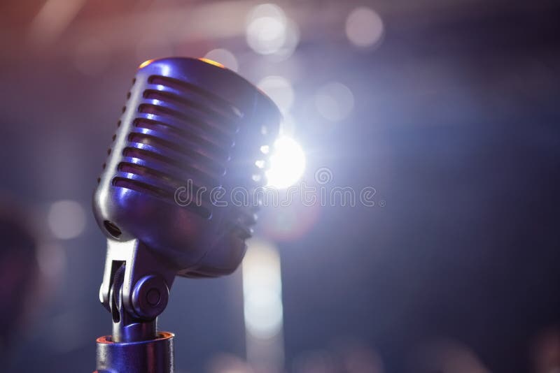 Retro Microphone at a Concert Editorial Stock Image - Image of ...