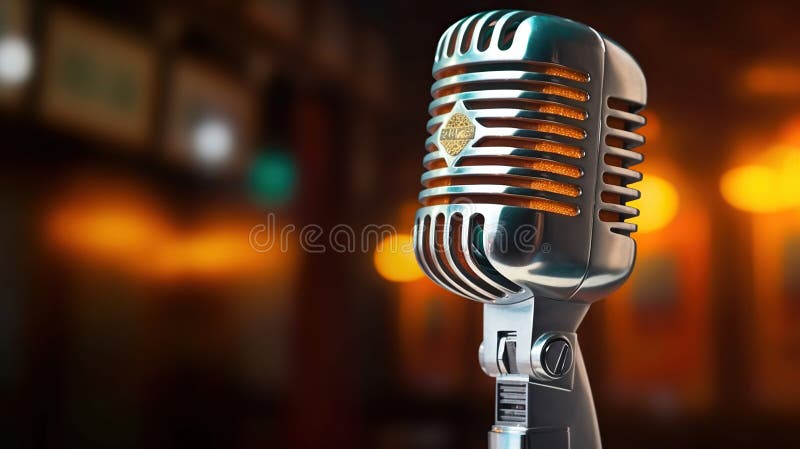 Retro Microphone at Concert in Nightclub. Generative Ai Stock ...