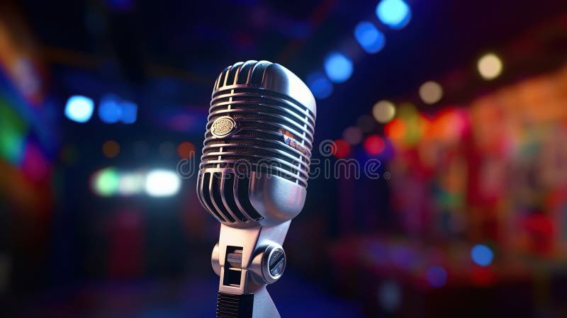 Retro Microphone at Concert in Nightclub. Generative Ai Stock ...