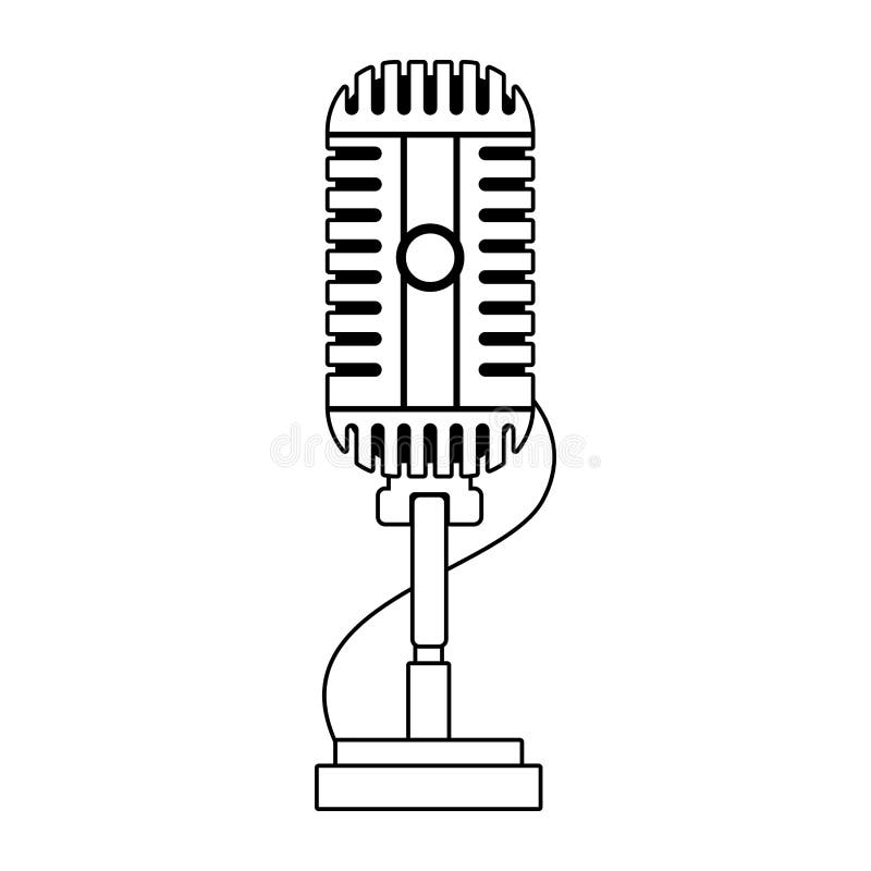 Retro Microphone with Cord Icon, Flat Design Stock Vector ...