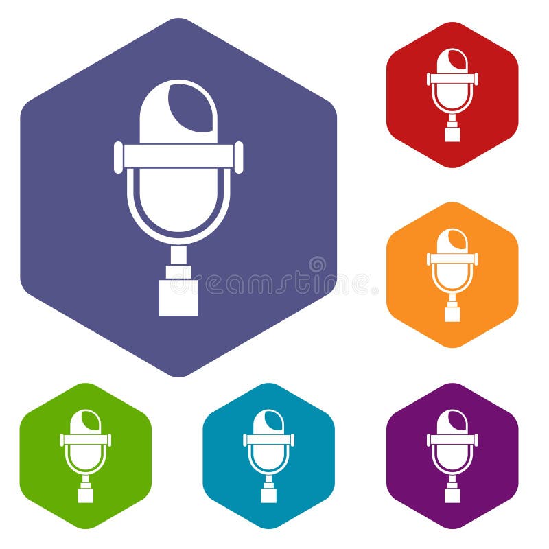 Retro Microphone Icons Set Hexagon Stock Vector - Illustration of ...