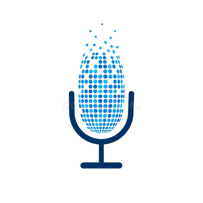 Microphone Logo With Particles On White Background. Isolated Pixel Mike ...