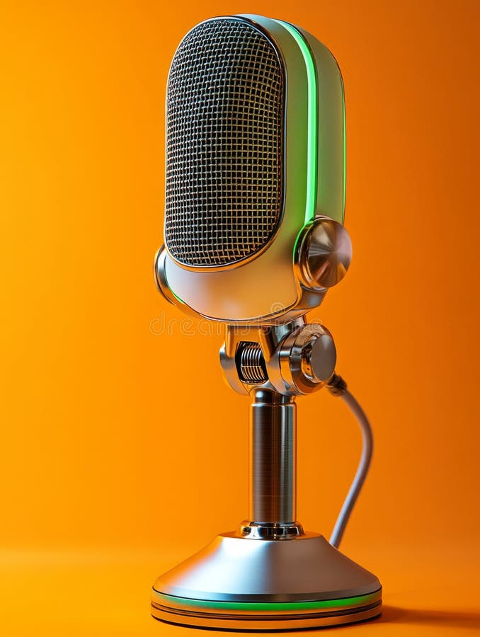 Retro Microphone on an Orange Background. Stock Photo - Image of ...