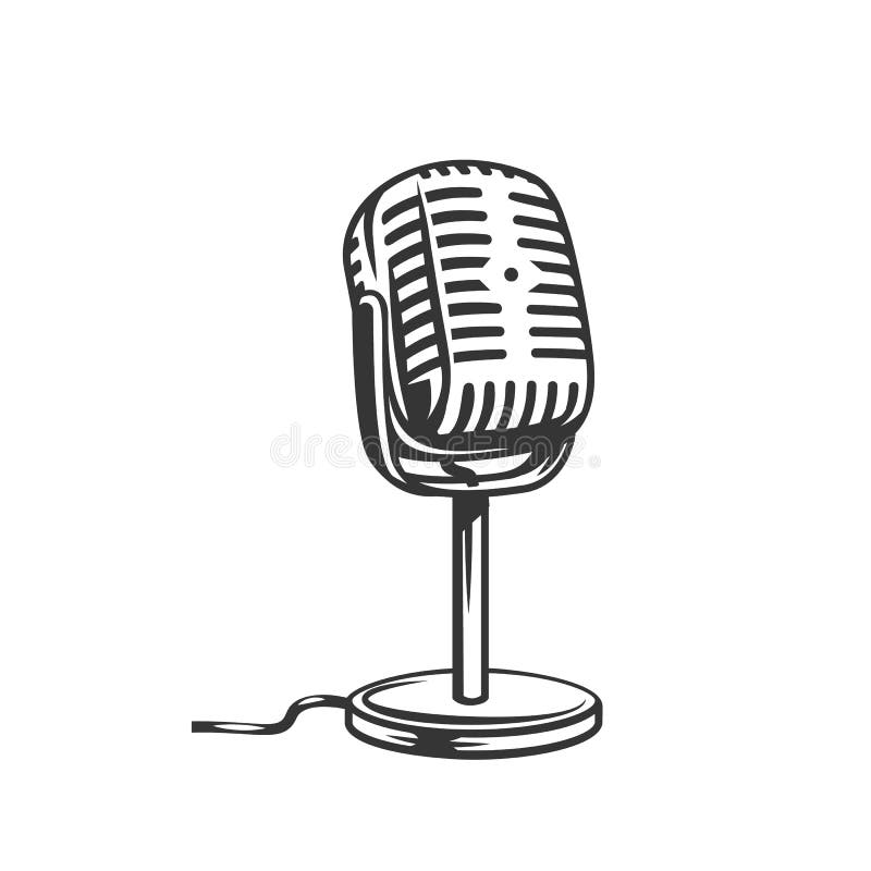 Retro Microphone Outline Icon. Editorial Photography - Illustration of ...