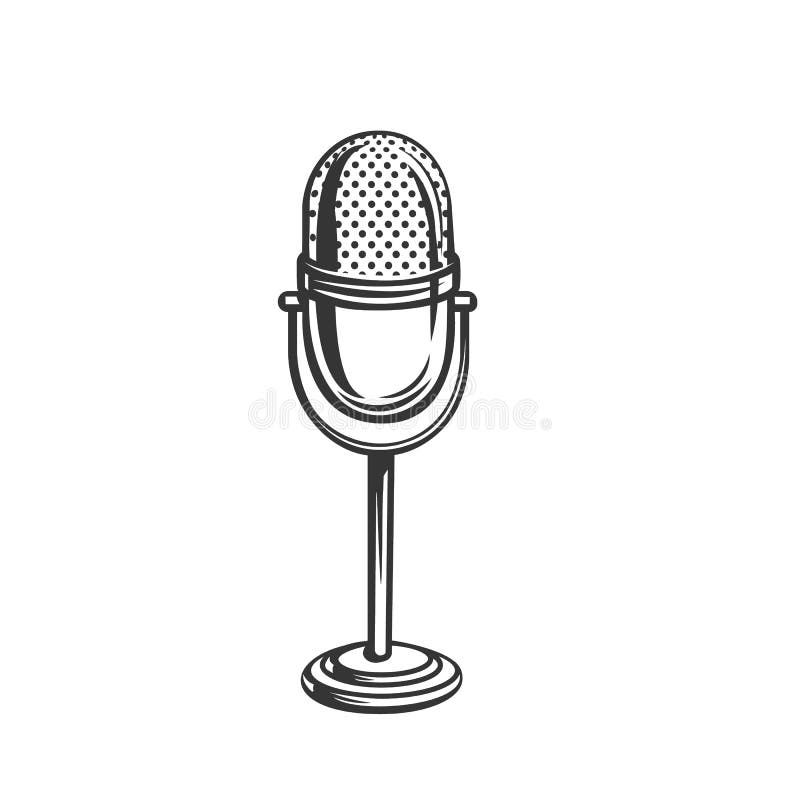 Retro Microphone Outline Icon. Stock Vector - Illustration of outline ...