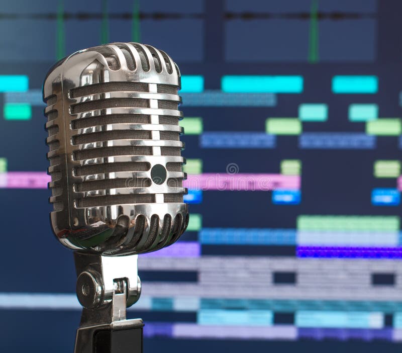 Retro Microphone Over Recording Software Background Stock Photos - Free ...