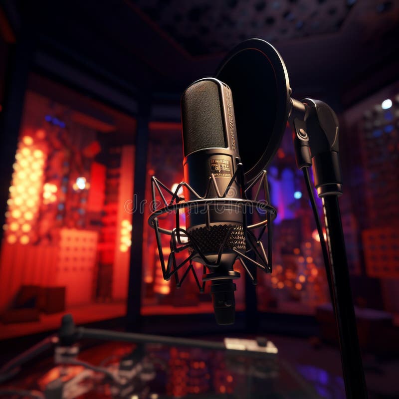 Retro Microphone in the Recording Studio Stock Illustration ...
