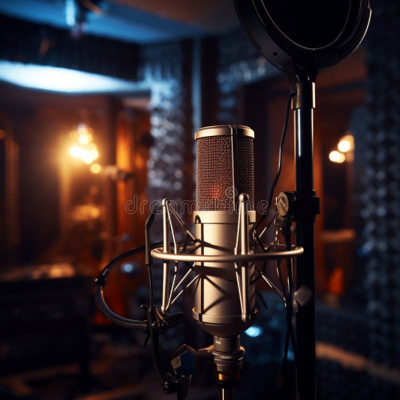 Retro Microphone in the Recording Studio Stock Illustration ...
