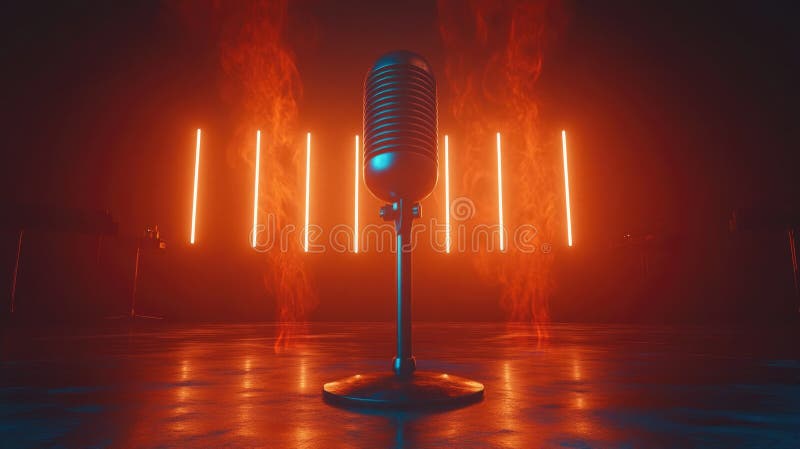 Retro Microphone Stage Dramatic Red Lighting Smoke Stock Photos - Free ...