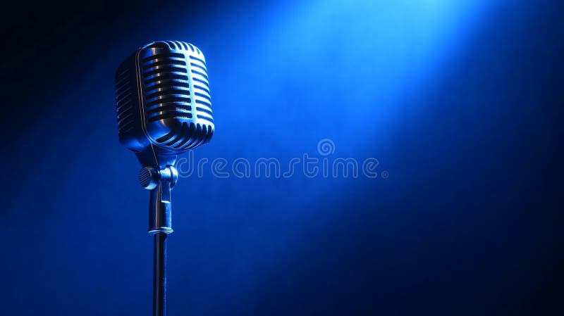 Retro Microphone Stage Spotlight Performance Stock Illustration ...