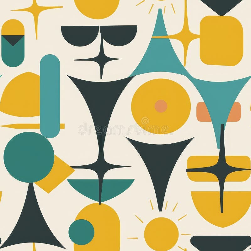 Retro Mid-Century Modern Abstract Wallpaper Design Stock Illustration ...