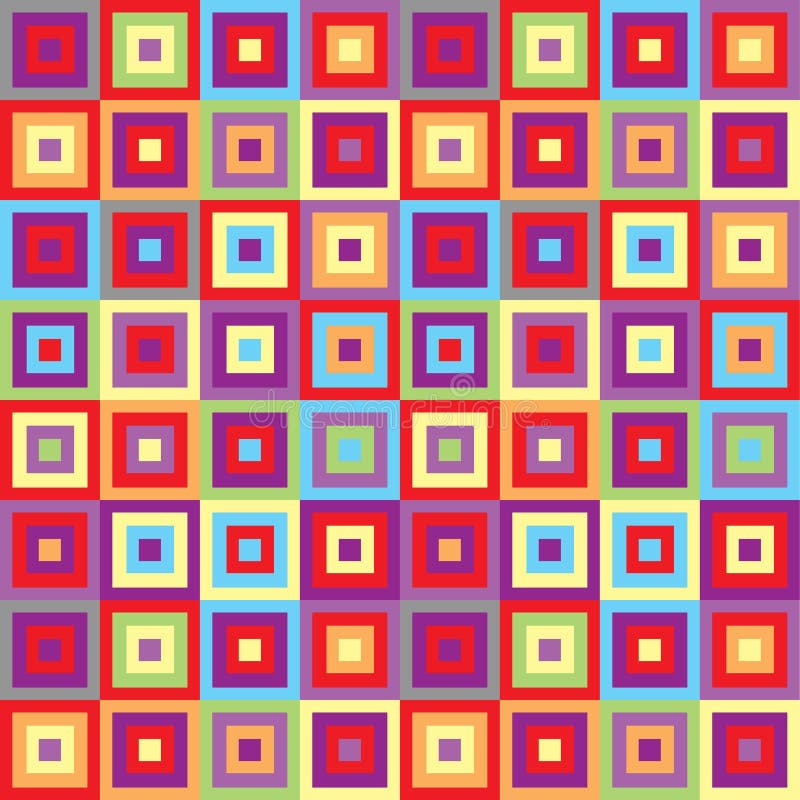 Retro Mid Century Modern Colourful Squares Geometric Pattern Stock ...