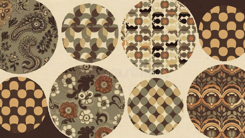 Retro Mid-Century Modern Pattern Collage, Circular Good Resolution ...