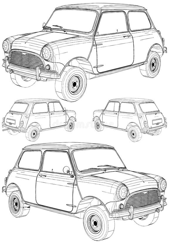 Retro Mini Car Vector. Isolated on White Background. Stock Vector ...