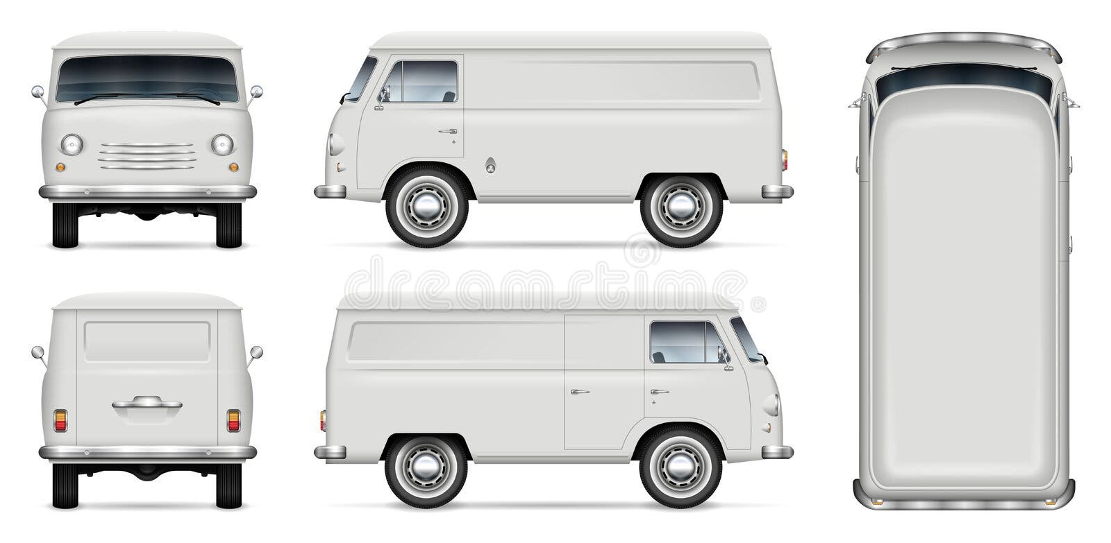 Minivan Vector Mockup. Isolated Vehicle Template Side, Front, Back, Top ...